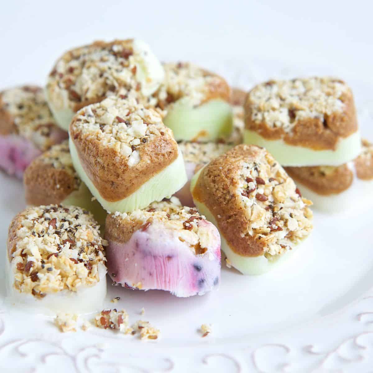 Crunchy Frozen Yogurt Snack Bites - Make Healthy Easy - Jenna Braddock RD